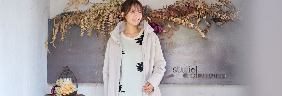 PISANO / ピサーノ 【手洗いOK】パネルプリントWジャカードハイネック